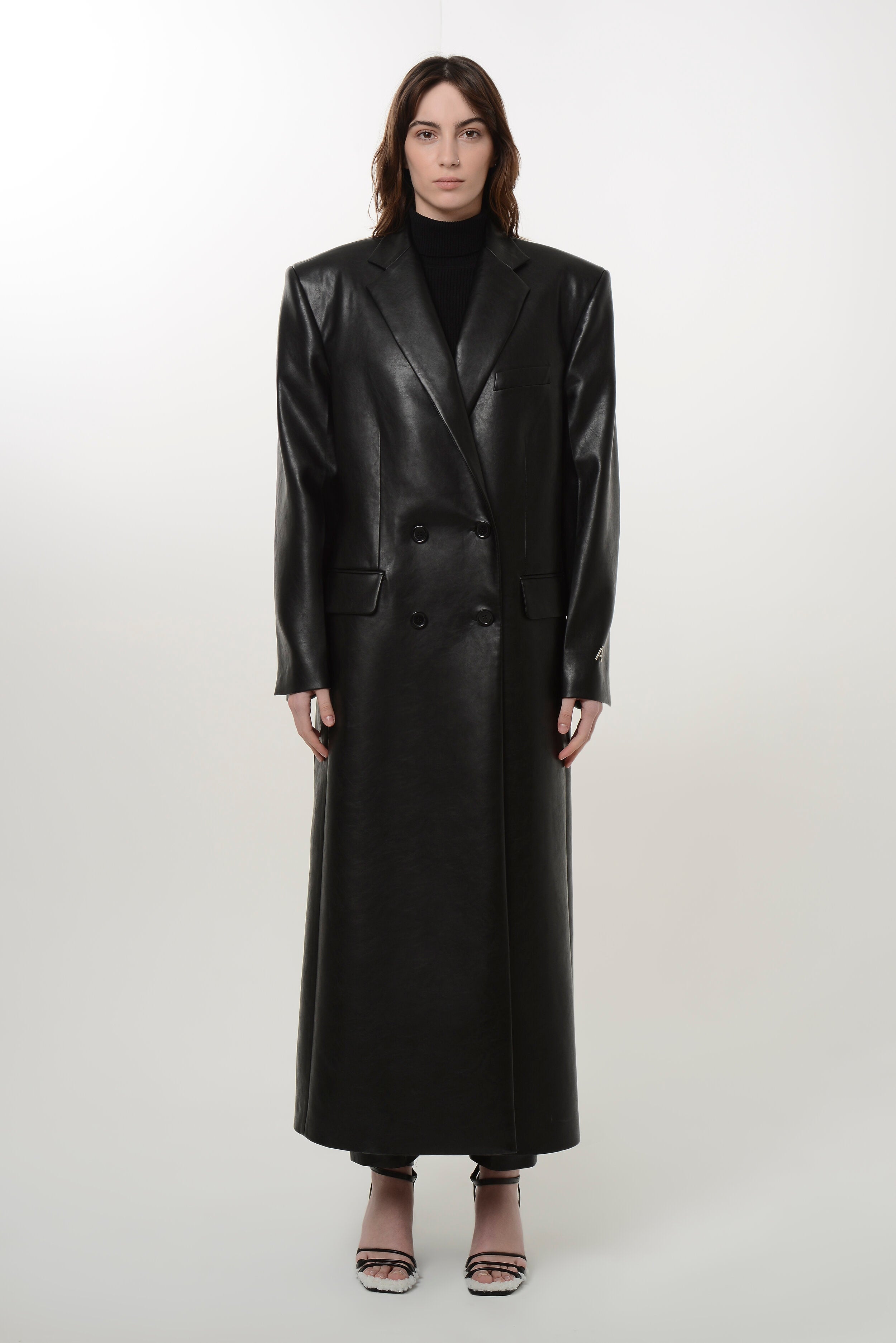 Black Vegan Leather Coat – TATA LA